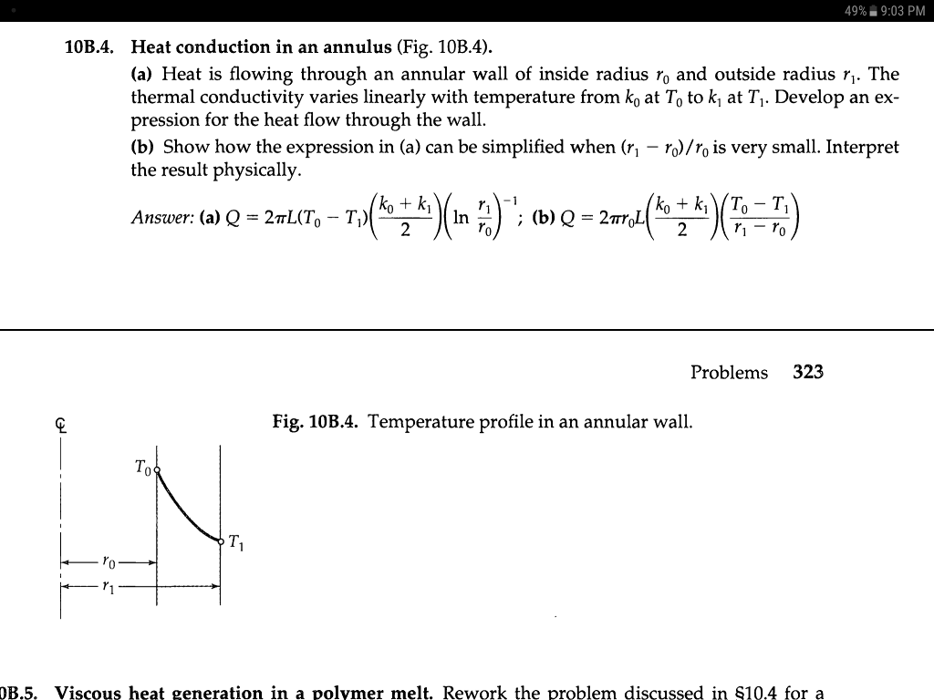 Solved 49%. 9:03 PM 10B.4. Heat conduction in an annulus | Chegg.com