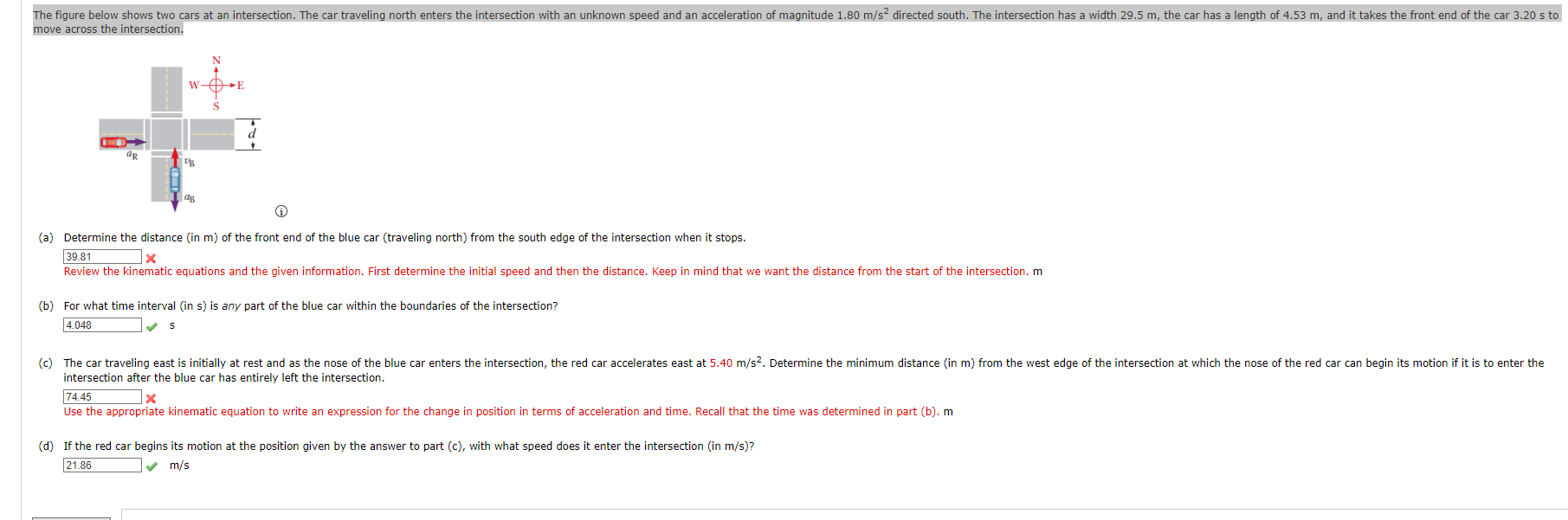 Solved move across the intersection. (a) Determine the | Chegg.com
