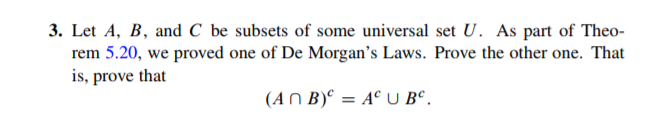 Solved 3. Let A, B, and C be subsets of some universal set | Chegg.com