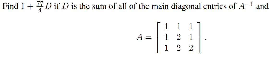 Solved Find 1 + 7 D if D is the sum of all of the main | Chegg.com