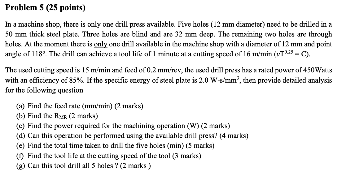 Solved Problem 5 (25 points) In a machine shop, there is | Chegg.com