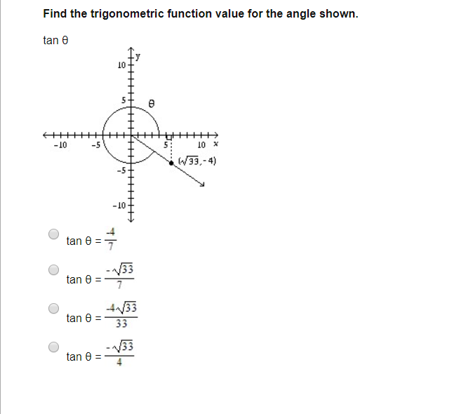 Solved Find the trigonometric function value for the angle | Chegg.com