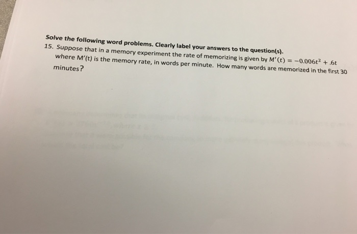 Solved Suppose that in a memory experiment the rate of | Chegg.com