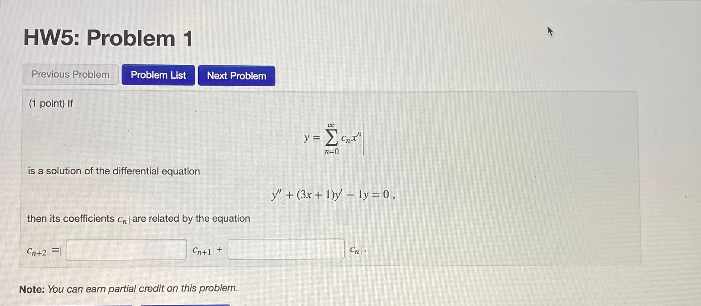 Solved HW5: Problem 1 Previous Problem Problem List Next | Chegg.com