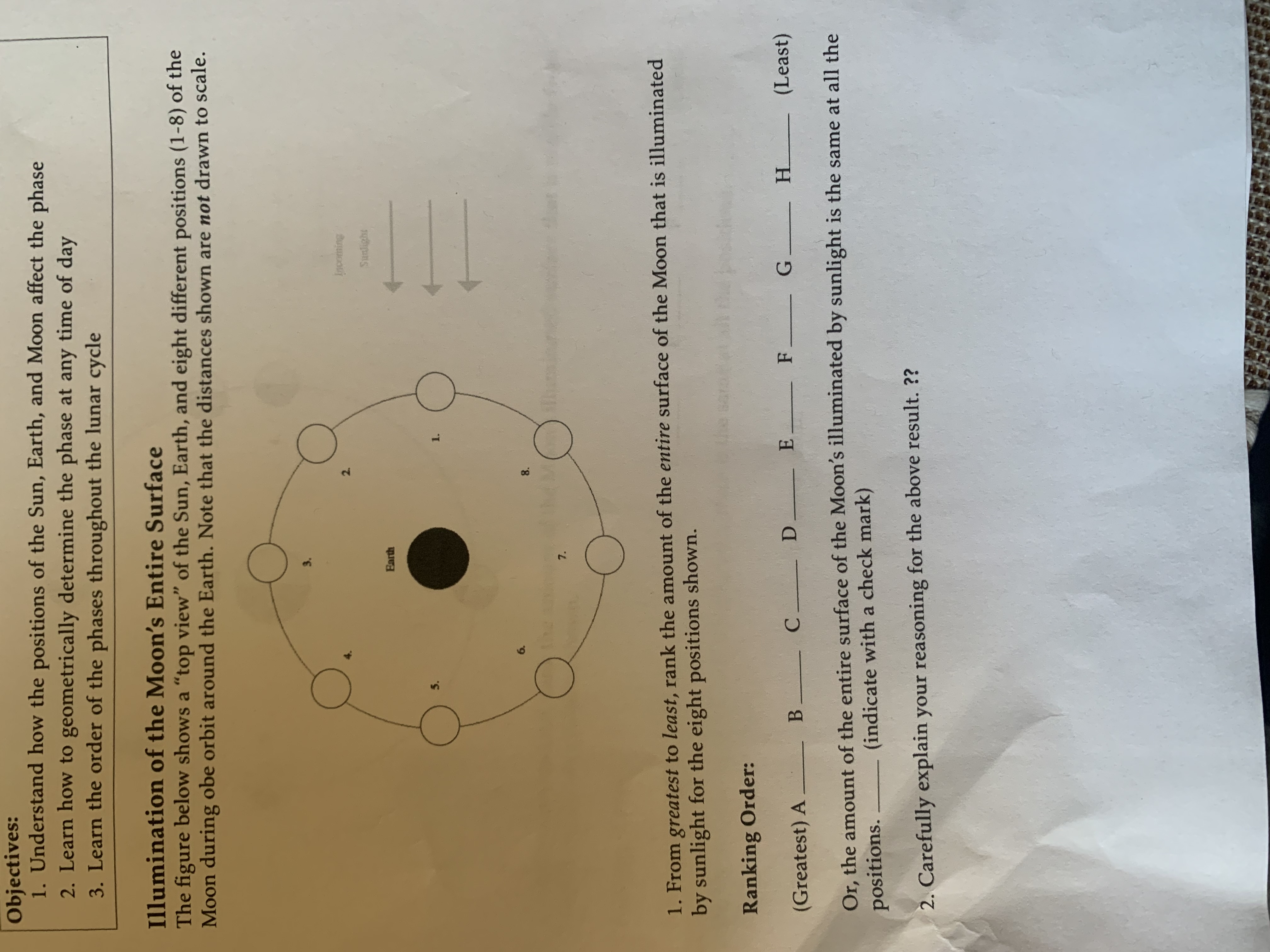 Solved Objectives: 1. Understand how the positions of the | Chegg.com