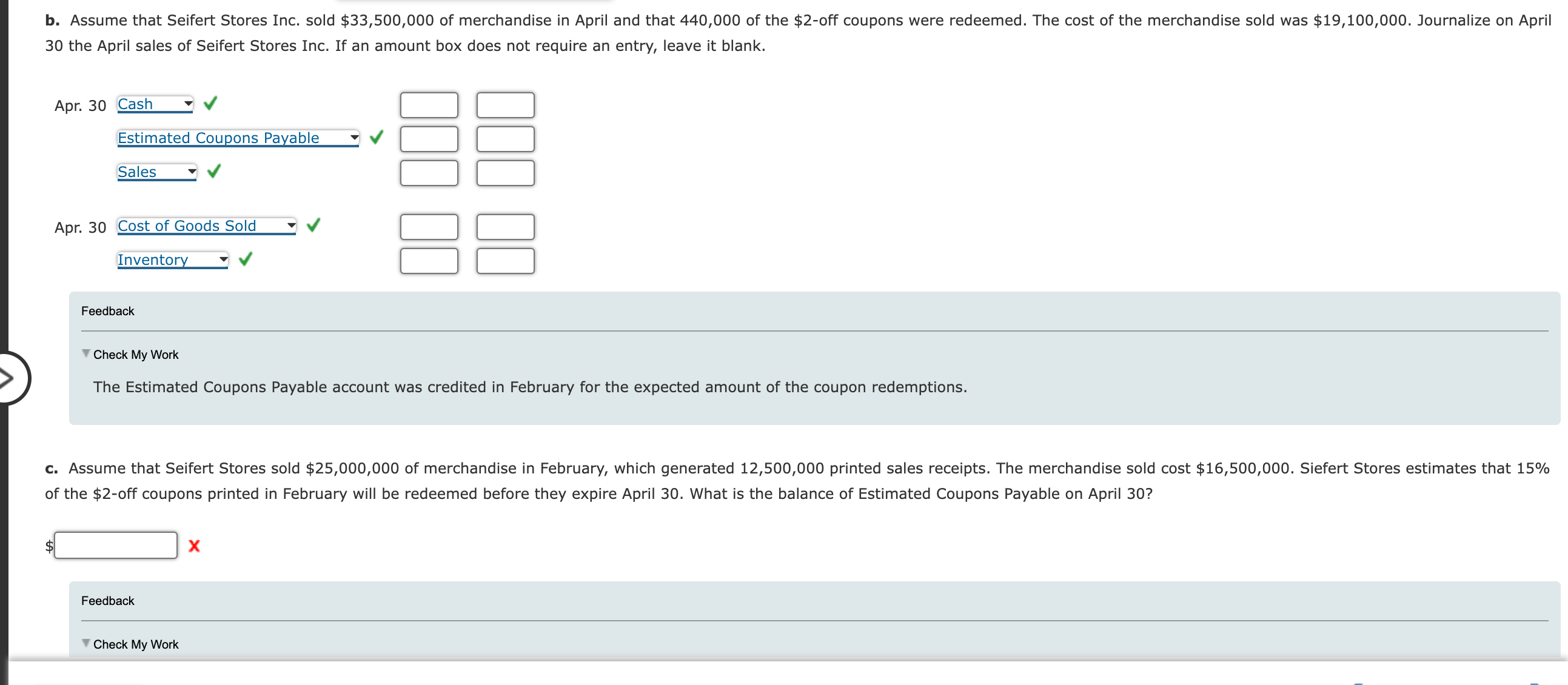 Solved 30 the April sales of Seifert Stores Inc. If an | Chegg.com