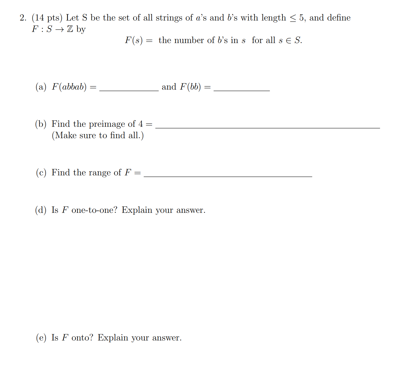 Solved 2. (14 pts) Let S be the set of all strings of a 's | Chegg.com