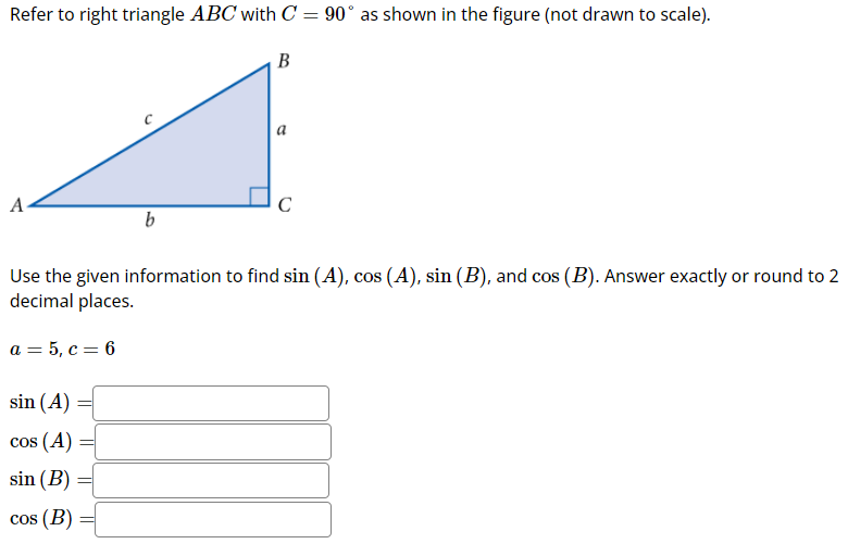 Solved Refer to right triangle ABC with C=90∘ as shown in | Chegg.com