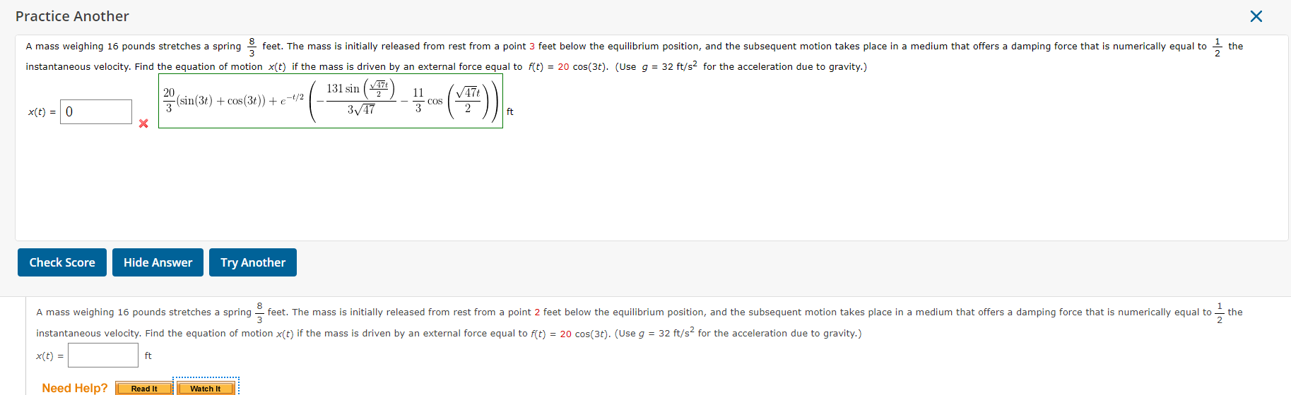 Solved Answer the one BelowA mass weighing 16 ﻿pounds | Chegg.com