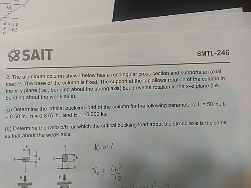 Solved KL 88 SAIT SMTL-246 2. The aluminum column shown | Chegg.com