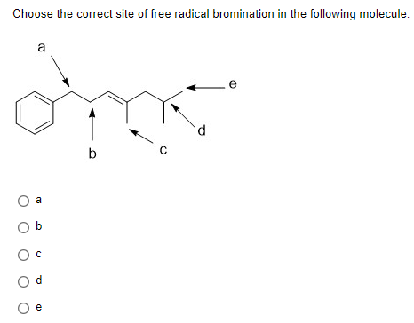 Solved Choose the correct site of free radical bromination | Chegg.com