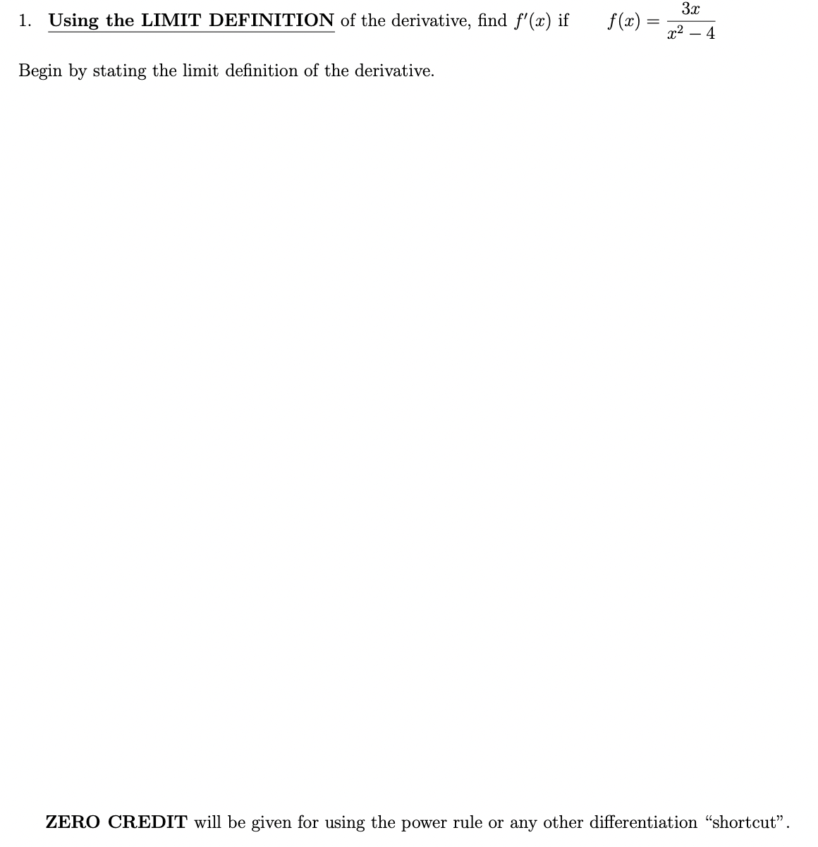 Solved 1. Using the LIMIT DEFINITION of the derivative, find | Chegg.com