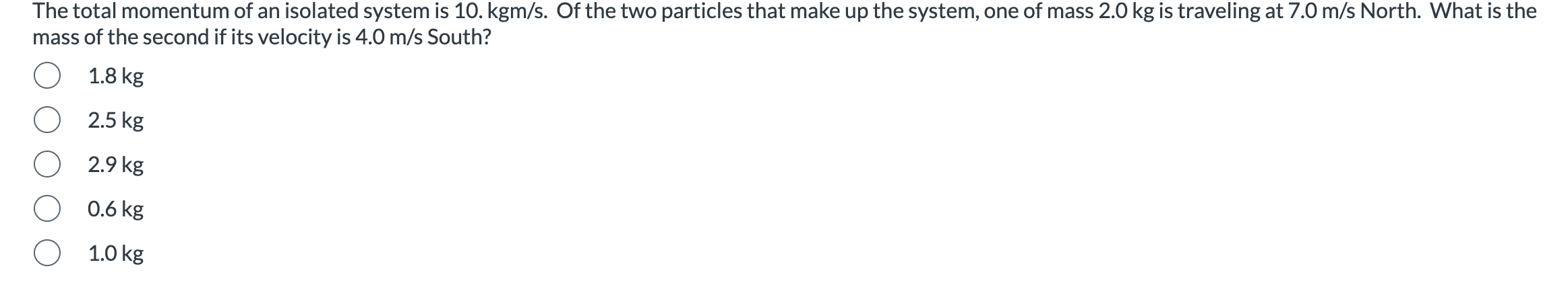 Solved The total momentum of an isolated system is 10.kgm/s. | Chegg.com