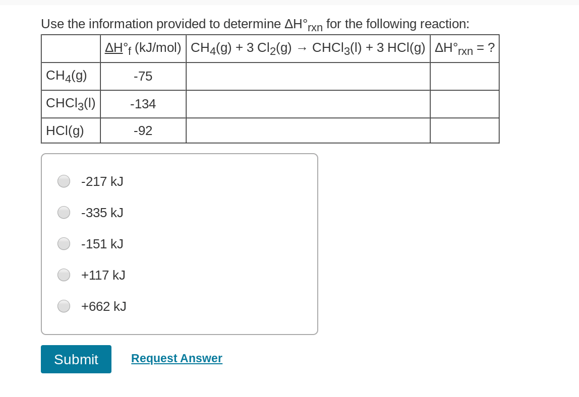 Solved Use the information provided to determine ΔH°rxn for | Chegg.com
