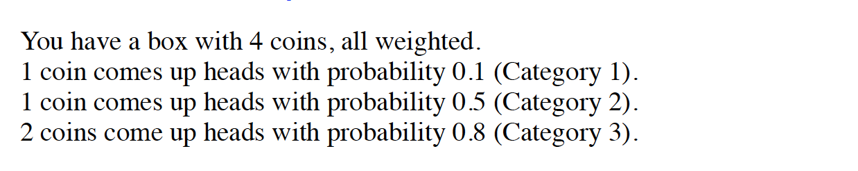 Solved You have a box with 4 coins, all weighted. 1 coin | Chegg.com