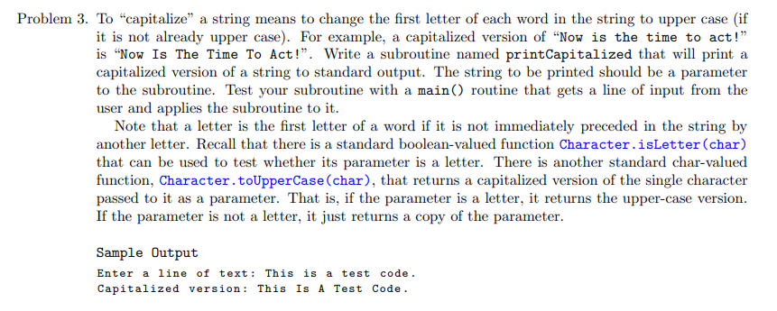 Solved lem 3. To "capitalize" a string means to change the | Chegg.com