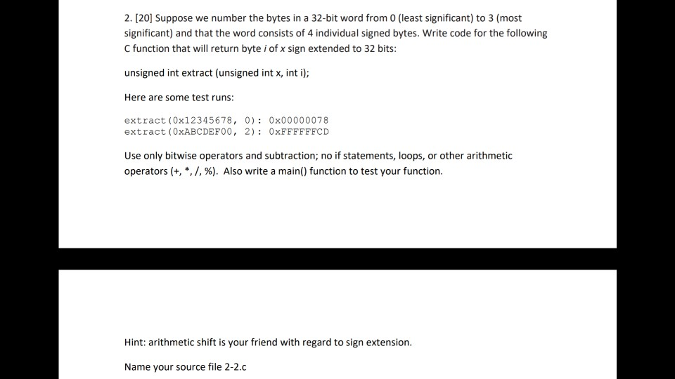 Solved 2. [20] Suppose we number the bytes in a 32-bit word | Chegg.com