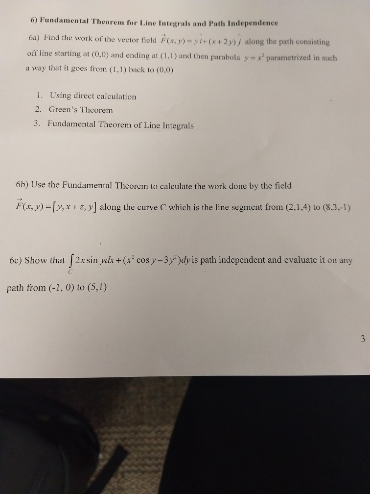 Solved 6) Fundamental Theorem for Line Integrals and Path | Chegg.com