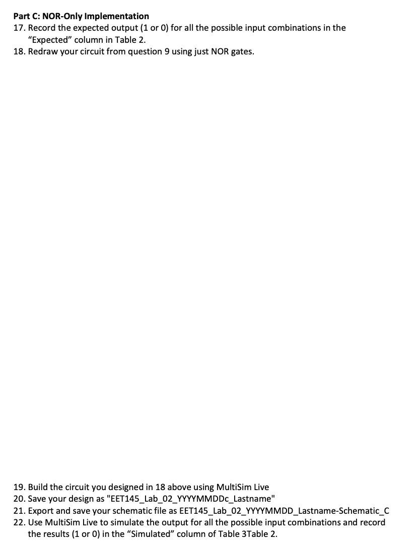 Solved Procedure Part A: Original Digital Logic Circuit 1. | Chegg.com