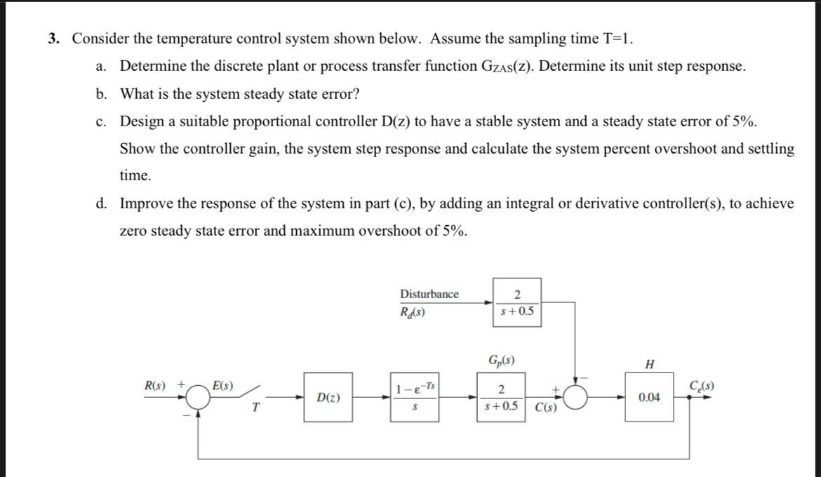 3. Consider the temperature control system shown | Chegg.com