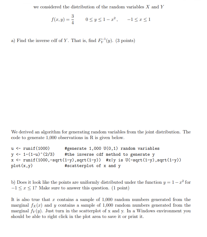 Solved we considered the distribution of the random | Chegg.com