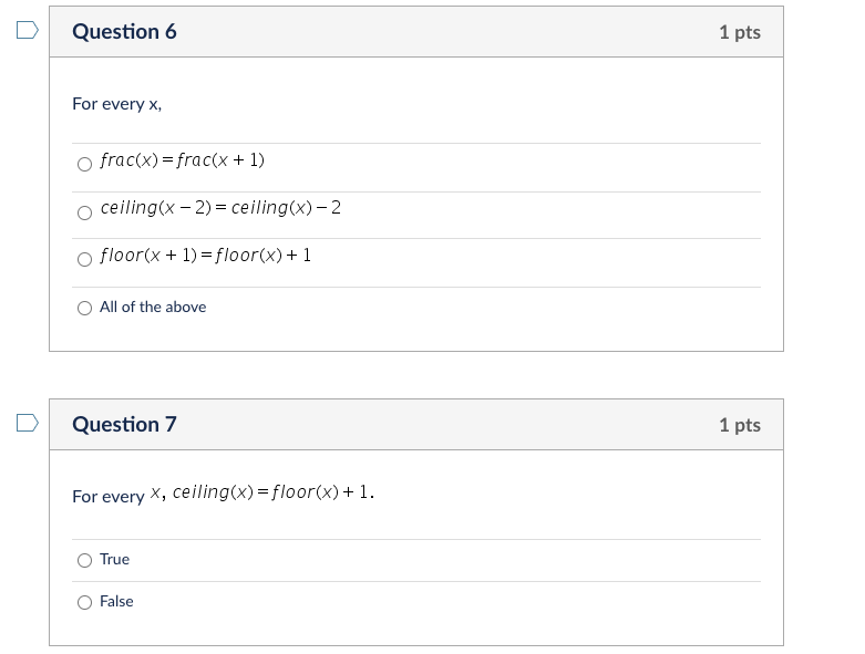 Solved For every x, frac(x)=frac(x+1) ceiling (x−2)= ceiling | Chegg.com