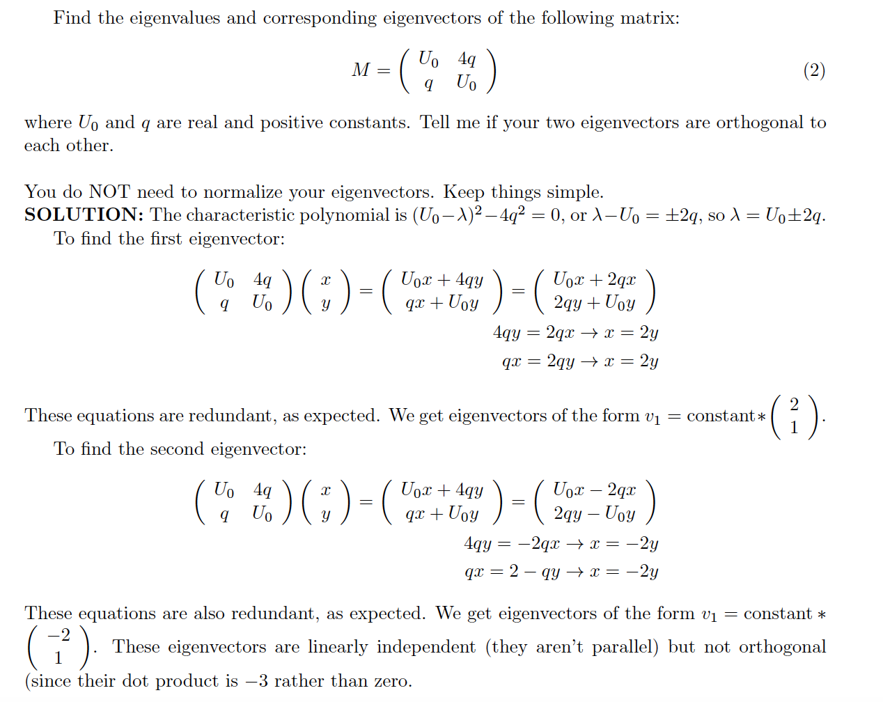 Solved Find The Eigenvalues And Corresponding Eigenvectors