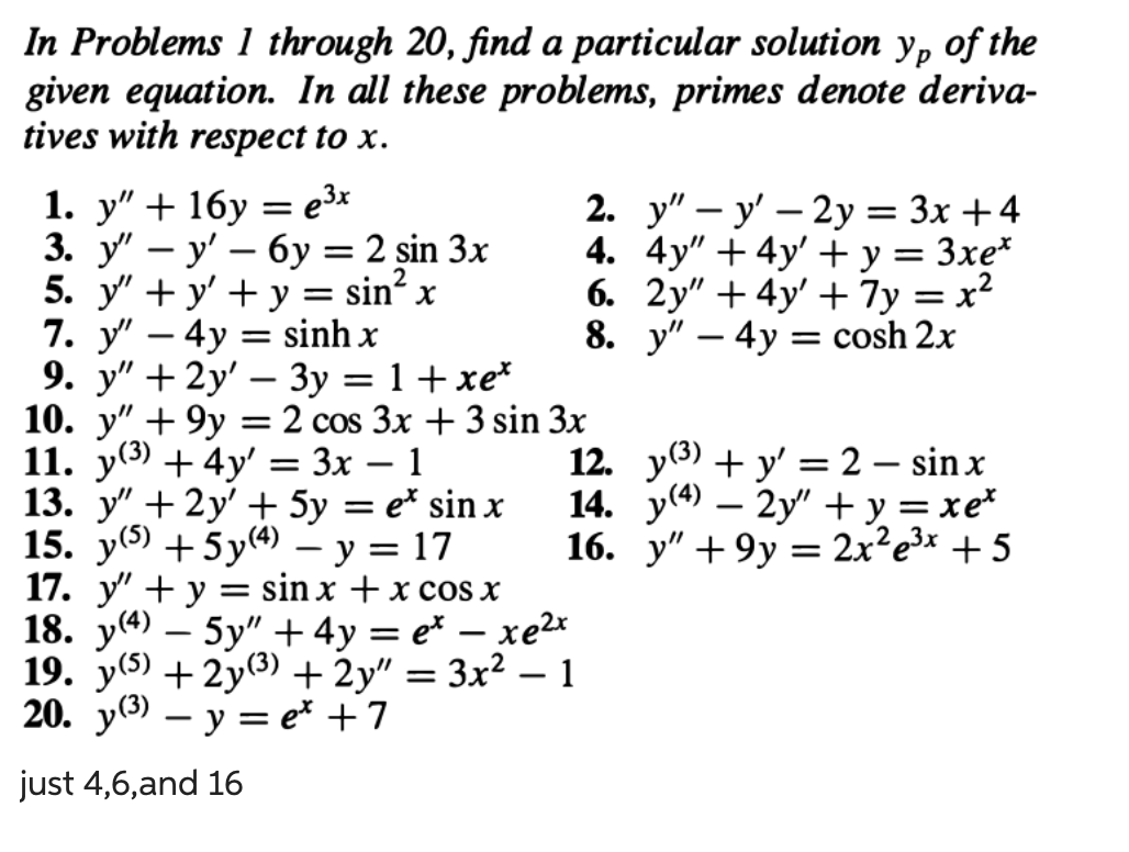 Solved In Problems 1 through 20 , find a particular solution | Chegg.com