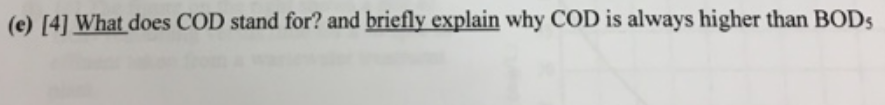 Solved (e) [4] What does COD stand for? and briefly explain | Chegg.com