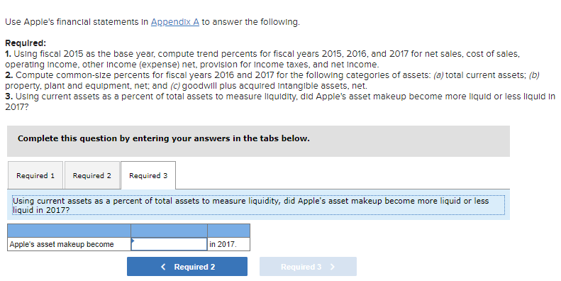 Solved Use Apple's financial statements in Appendix A | Chegg.com