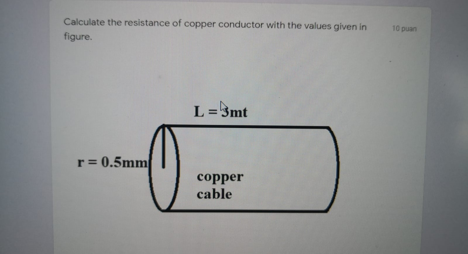 Solved Calculate the resistance of copper conductor with the | Chegg.com