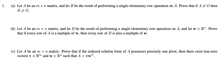 Solved 1. (a) Let A be an m x n matrix, and let B be the | Chegg.com