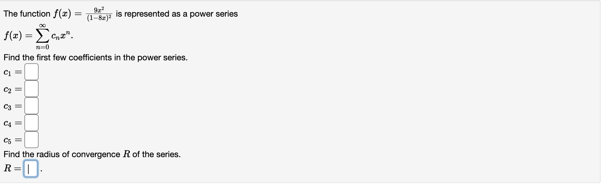 Solved The function f(x)=(1−8x)29x2 is represented as a | Chegg.com