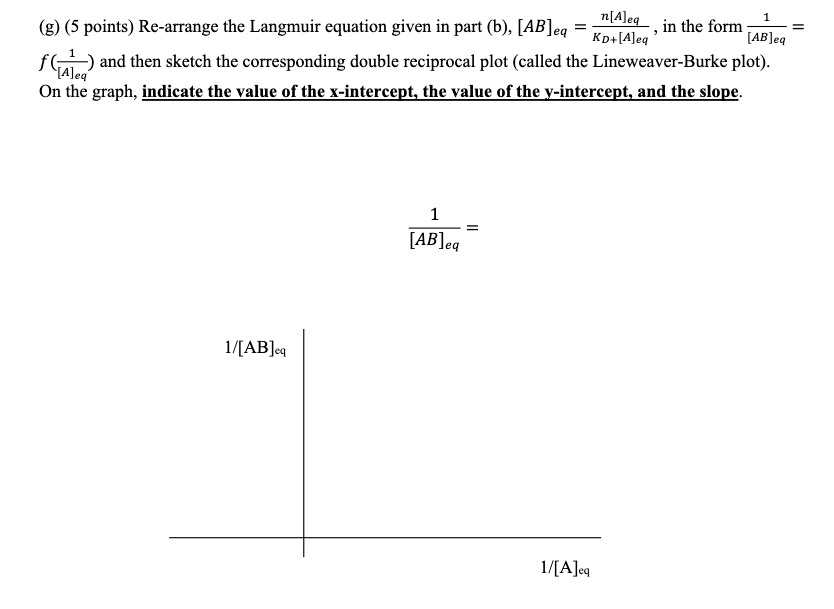 Solved (g) (5 points) Re-arrange the Langmuir equation given | Chegg.com