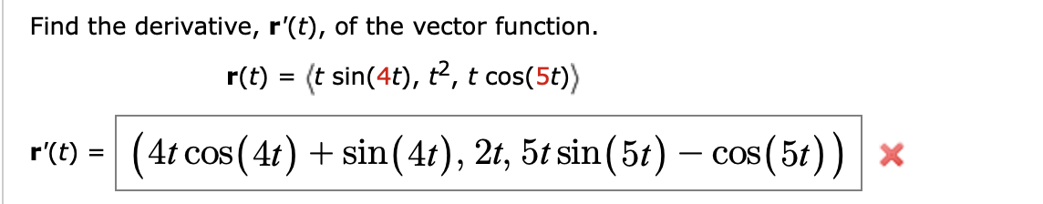 Solved Find the derivative, r'(t), of the vector function. | Chegg.com