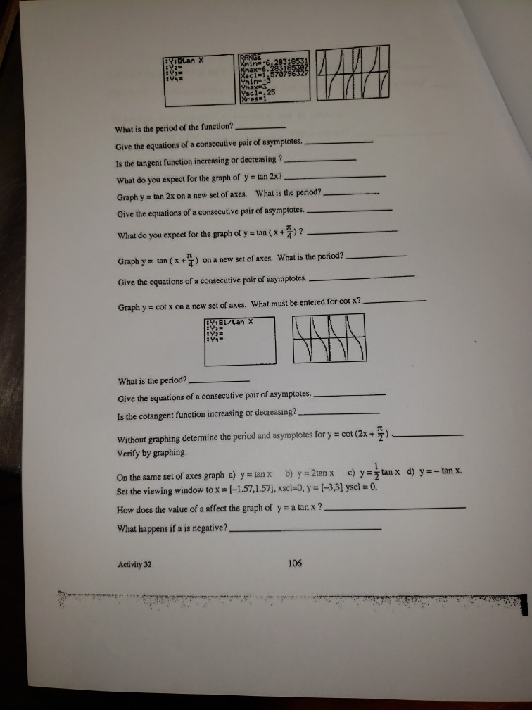 Solved Activity 33 GRAPHS OF SECANT AND COSECANT The purpose | Chegg.com