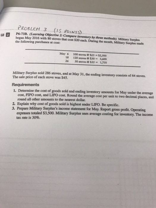 Solved PROBLEM 3 (IS POINTS) P6-73B. (Learning Objective 2: | Chegg.com
