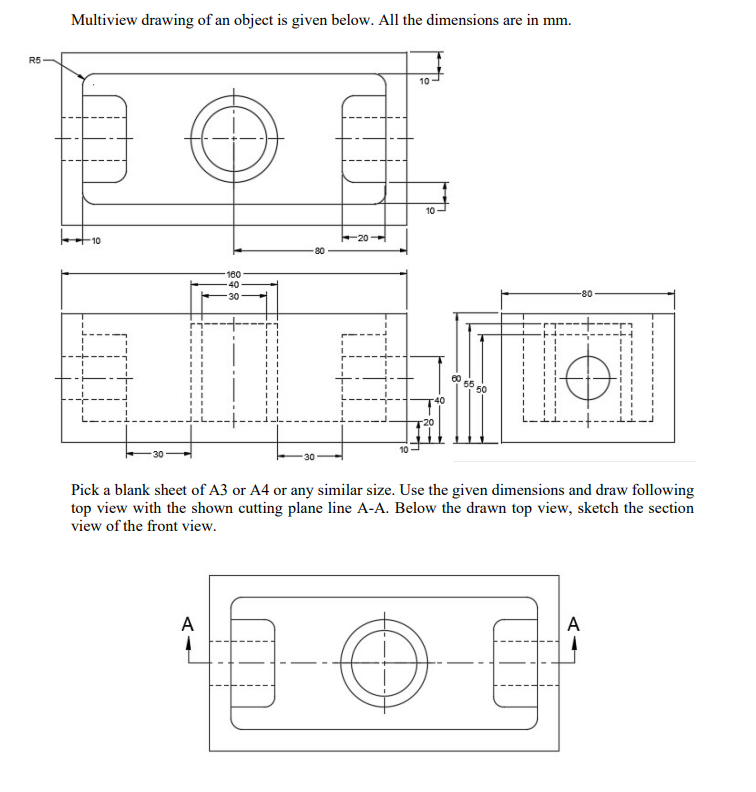 Solved Multiview drawing of an object is given below. All | Chegg.com