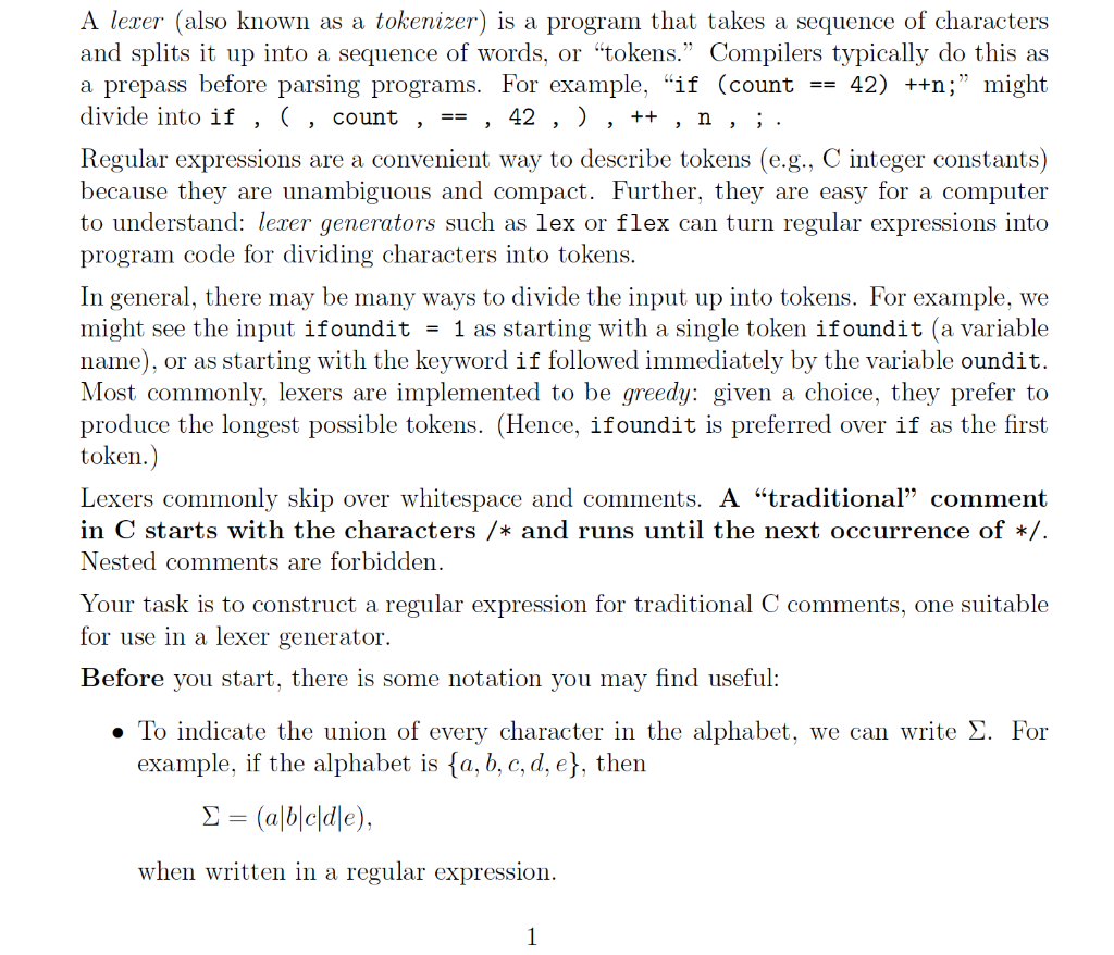 == 2 A lezer (also known as a tokenizer) is a program | Chegg.com