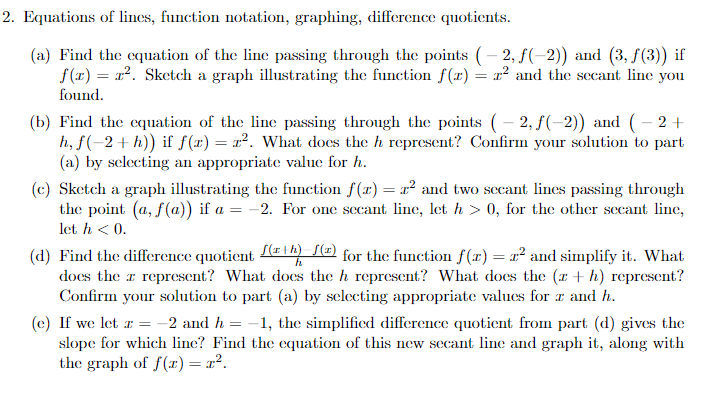 Solved Equations of lines, function notation, graphing, | Chegg.com