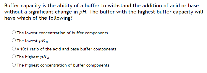 Solved Buffer capacity is the ability of a buffer to | Chegg.com