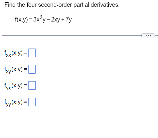 Solved Find the four second-order partial derivatives. | Chegg.com