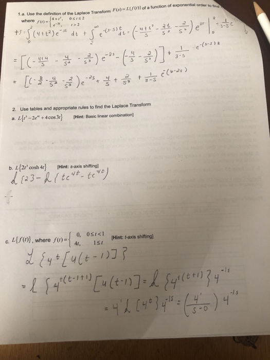 Solved of the Laplace Transform F) tion of exponential order | Chegg.com