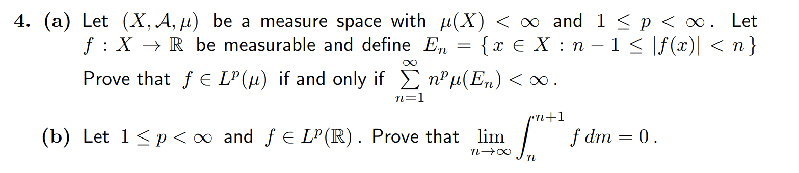 Solved 4 A Let X A μ Be A Measure Space With μ X