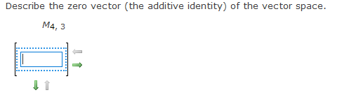 Solved Describe the zero vector (the additive identity) of | Chegg.com