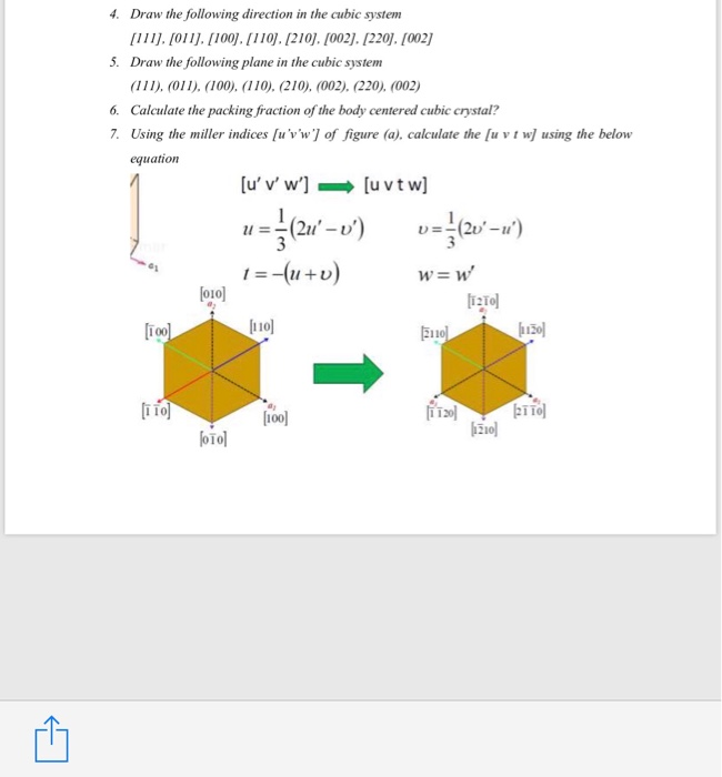 Solved 4. Draw the following direction in the cubic system | Chegg.com
