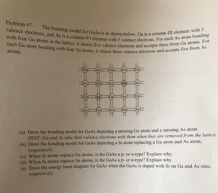Solved Problem #7 The bonding model for GaAs is as shown | Chegg.com