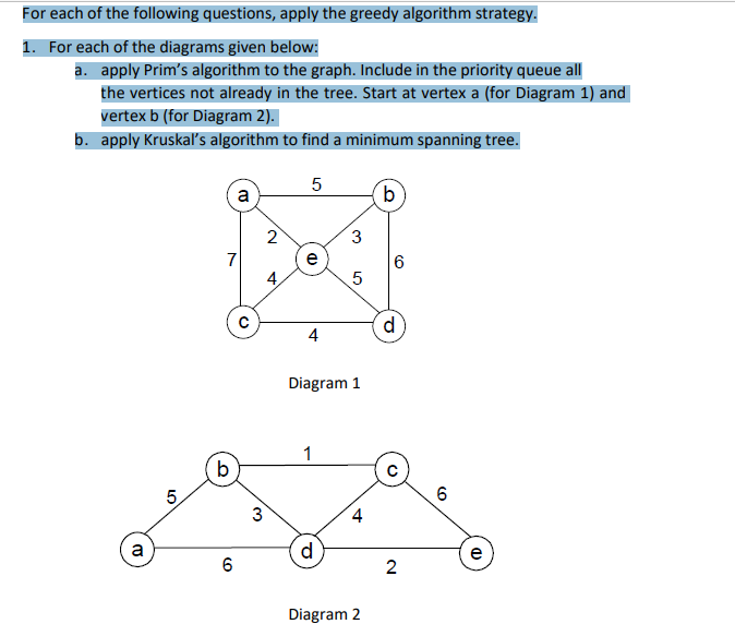 Solved For each of the following questions, apply the greedy | Chegg.com