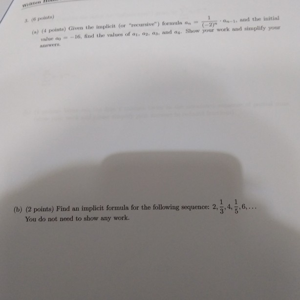 Solved written (a) (4 points) Given the implicit (or | Chegg.com