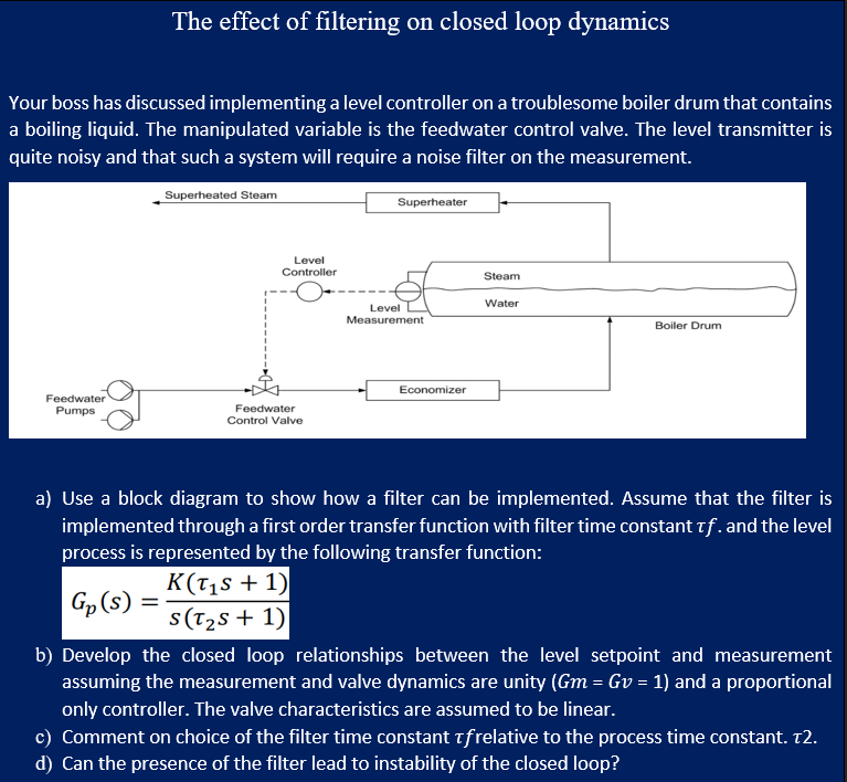 Solved The effect of filtering on closed loop dynamics Your | Chegg.com
